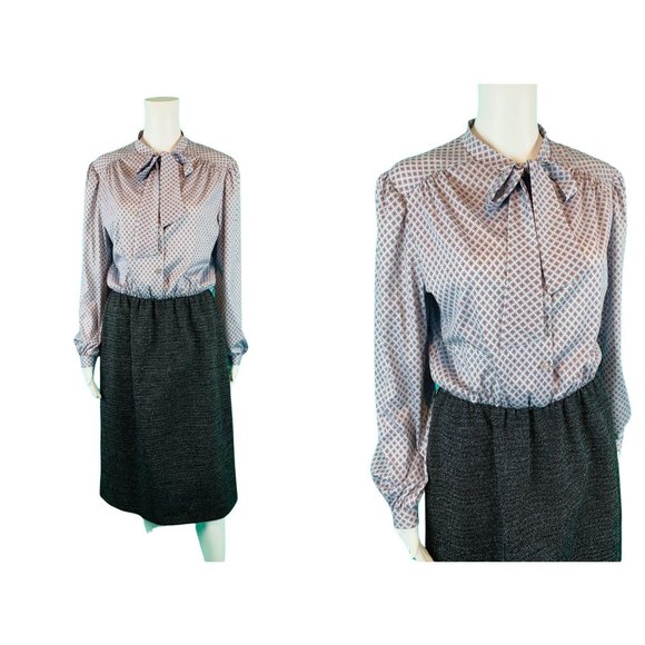 Vintage | Dresses | Vintage 7s Secretary Dress Womens Large Diamond ...